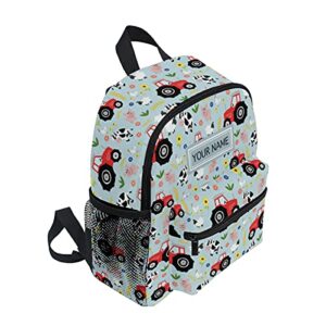 Custom Farm Animals and Trucks Pattern Kid's Toddler Backpack, Personalized Backpack with Name/Text, Customization School Bag