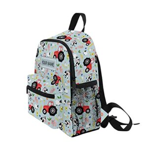 Custom Farm Animals and Trucks Pattern Kid's Toddler Backpack, Personalized Backpack with Name/Text, Customization School Bag