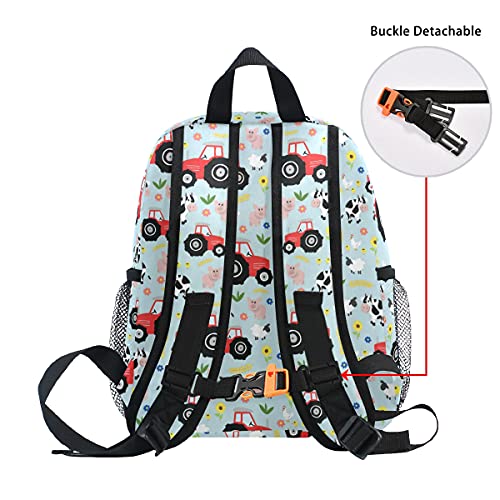 Custom Farm Animals and Trucks Pattern Kid's Toddler Backpack, Personalized Backpack with Name/Text, Customization School Bag