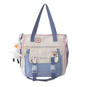 kawaii japanese school bag aesthetic cute ita bags kawaii tote bag crossbody girls kawaii school supplies backpack purse (blue, one size)