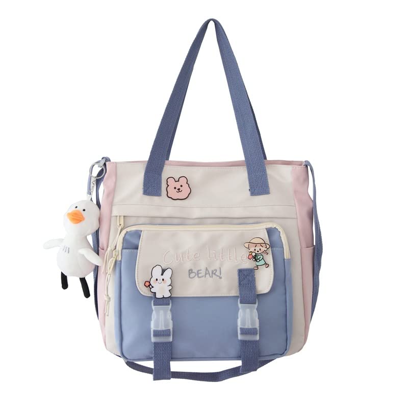 Kawaii Japanese School Bag Aesthetic Cute Ita Bags Kawaii Tote Bag Crossbody Girls Kawaii School Supplies Backpack Purse (Blue, One Size)