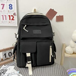 Simple Canvas Backpack Large Capacity College Student Hit Color Laptop Schoolbag