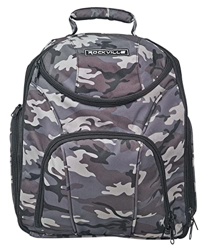 RockvilIe DJ Mixer Case Travel Camo Backpack Bag Fits 19"w x 20"h x 13"d