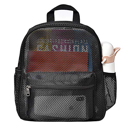 Semi-Transparent Mesh Backpack Mini Small Mesh Backpack for Beach Swimming Travel Outdoor Sports (Black)