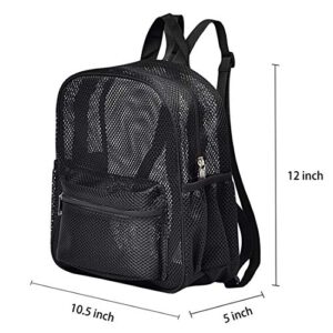 Semi-Transparent Mesh Backpack Mini Small Mesh Backpack for Beach Swimming Travel Outdoor Sports (Black)