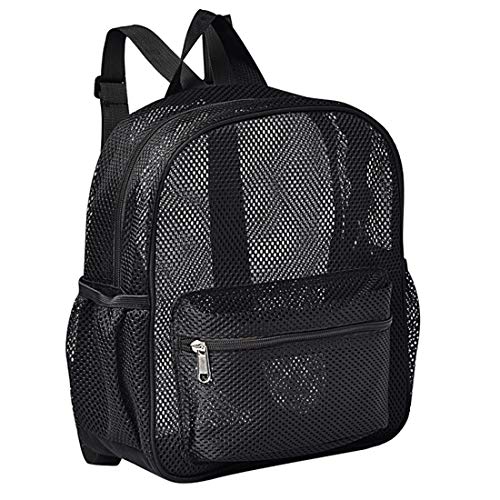 Semi-Transparent Mesh Backpack Mini Small Mesh Backpack for Beach Swimming Travel Outdoor Sports (Black)