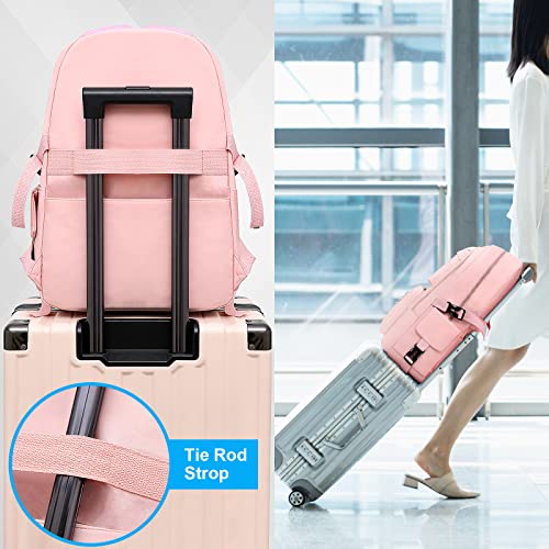 School Backpack for Teens Girls, Large Capacity Middle High School Bookbag, Multi Pocket Waterproof School Bag (Pink)