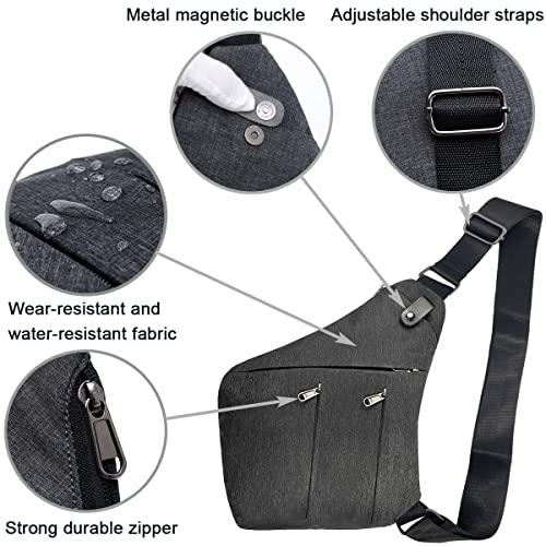 Sling Bag- Small Crossbody Personal Pocket Chest Bag Anti-Thief Cross Body Bags Slim Shoulder Backpack for Men Women