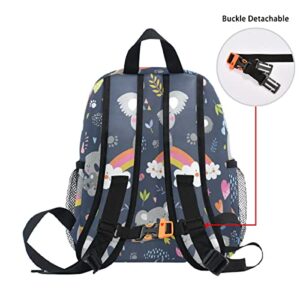 Cute Koala Toddler Backpacks for Kids Preschool Schoolbag Backpack for Girls Anaimsl Foral Rainbow Mini Kindergarten Nursery Bag with Chest Strap