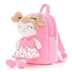 gloveleya kids backpack toddler backpack plush backpack with soft doll cherry girl pink 9 inches new…