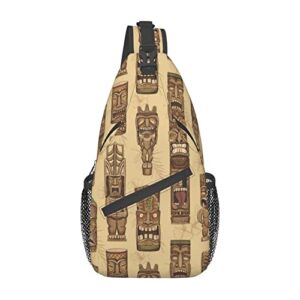 psvod vintage aloha tiki pattern crossbody bag men’s chest cross body bag, light, for hiking and travel