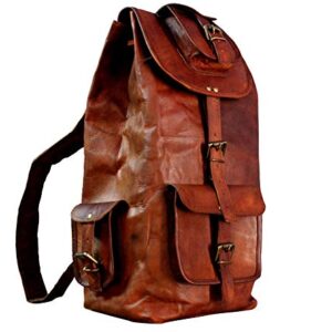 Shy Shy Let’s Touch The Sky Rustic Vintage Leather Backpack Travel Rucksack knapsack Daypack Bag for Men Women Brown (20 X 10 X 8 inches)