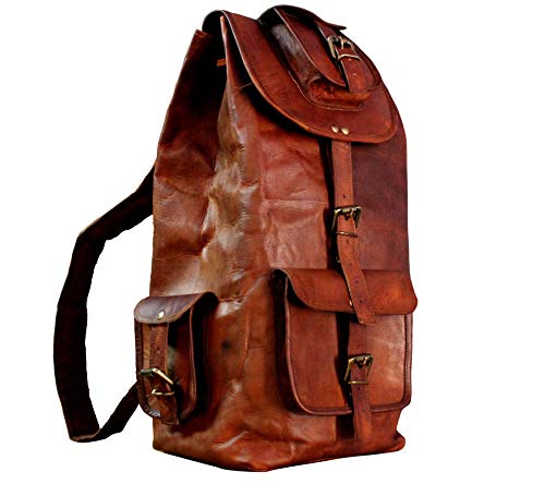 Shy Shy Let’s Touch The Sky Rustic Vintage Leather Backpack Travel Rucksack knapsack Daypack Bag for Men Women Brown (20 X 10 X 8 inches)