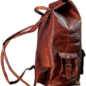 Shy Shy Let’s Touch The Sky Rustic Vintage Leather Backpack Travel Rucksack knapsack Daypack Bag for Men Women Brown (20 X 10 X 8 inches)