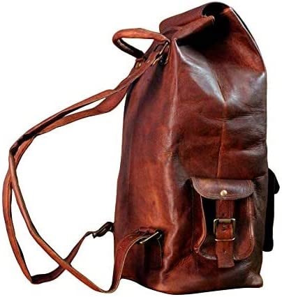 Shy Shy Let’s Touch The Sky Rustic Vintage Leather Backpack Travel Rucksack knapsack Daypack Bag for Men Women Brown (20 X 10 X 8 inches)