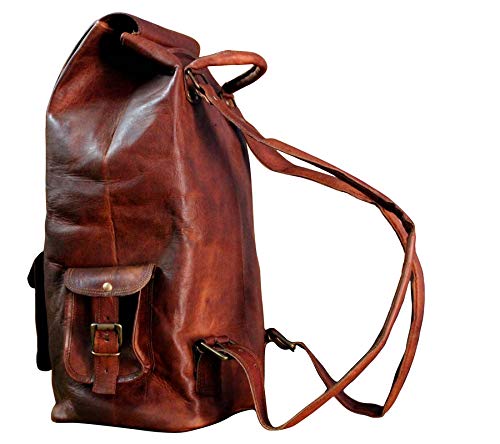 Shy Shy Let’s Touch The Sky Rustic Vintage Leather Backpack Travel Rucksack knapsack Daypack Bag for Men Women Brown (20 X 10 X 8 inches)