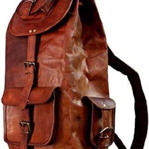 Shy Shy Let’s Touch The Sky Rustic Vintage Leather Backpack Travel Rucksack knapsack Daypack Bag for Men Women Brown (20 X 10 X 8 inches)