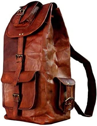 Shy Shy Let’s Touch The Sky Rustic Vintage Leather Backpack Travel Rucksack knapsack Daypack Bag for Men Women Brown (20 X 10 X 8 inches)