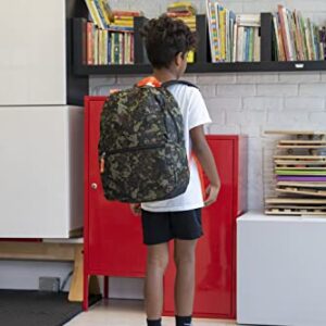 Trail maker Boys Printed Backpack with Pencil Pouch for School, Travel, Hiking, Camping for Kids (Military Camo)