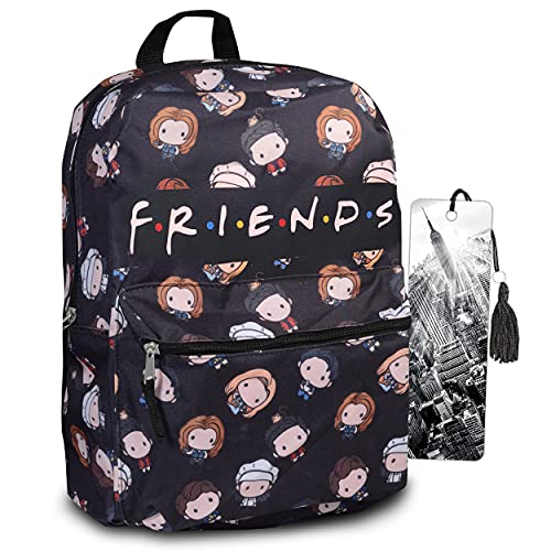 Friends Store Friends TV Show Backpack School Bag Supplies Set - 2 Pc Bundle With 16in Deluxe Friends Backpack And City Skyline Bookmark (Friends School Travel Bag Set)