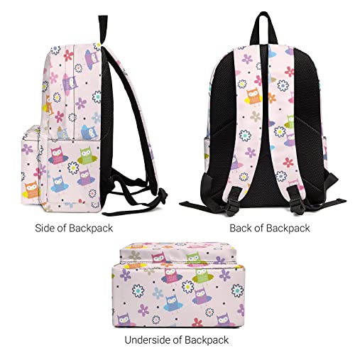 Owl School Backpack Lightweight Cute Kids Backpack Classic Bookbag Cool Daypack for Teen High School Student, 17 Inch