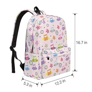 Owl School Backpack Lightweight Cute Kids Backpack Classic Bookbag Cool Daypack for Teen High School Student, 17 Inch