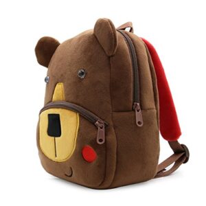 Children Toddler Preschool Backpack Plush Animal Cartoon Backpack Baby Kids School Satchel Travel Lunch Bags Bear