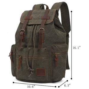 KAUKKO Vintage Casual Canvas and Leather Rucksack Backpack, 1Navy