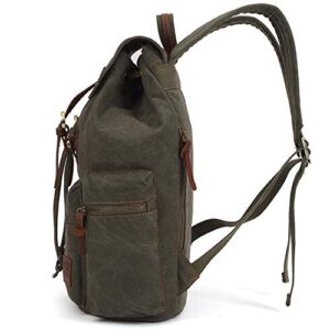 KAUKKO Vintage Casual Canvas and Leather Rucksack Backpack, 1Navy