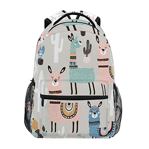 Colorful Cactus Llama Backpack Bookbag for Boys Girls,Elementary School Backpack,14 inch Computer Laptop Backpack,Durable and Water Resistant Casual Rucksack School Backpack