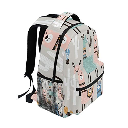 Colorful Cactus Llama Backpack Bookbag for Boys Girls,Elementary School Backpack,14 inch Computer Laptop Backpack,Durable and Water Resistant Casual Rucksack School Backpack