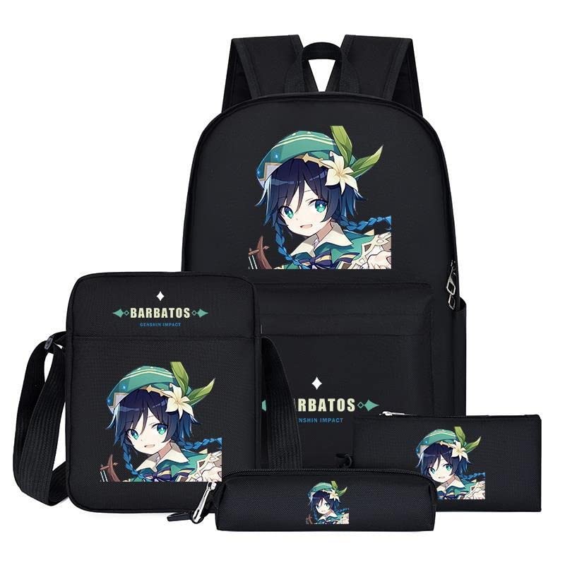 MOLUCI Genshin Impact Venti Anime Backpack School Bags for Girls Laptop Backpack, Fashion Cartoon Backpack Student's Gift (Color : D)