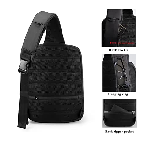 Kingsons Sling Laptop Backpack Men's Crossbody Shoulder Bag with USB Charging Port RFID Anti-Theft Waterproof School Work Daypack for 13.3Inch Laptop