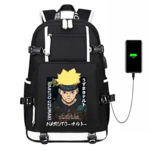 HUIHSVHA Anime Backpack, Large Capacity School Laptop Bag for Adult Boys Girls, Travel Daypack with USB Charging Port