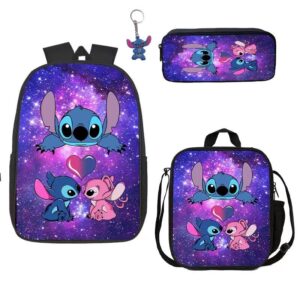 gdfendu anime backpack with lunch bag pencil case,3pcs 16.5in 3d printed bookbags set, travel rucksacks book bags school bag (b)