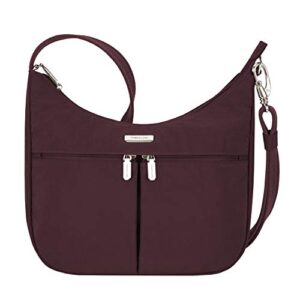 travelon anti-theft essentials east/west hobo bag, dark bordeaux, 10.25 w x 9.5h x 3 d