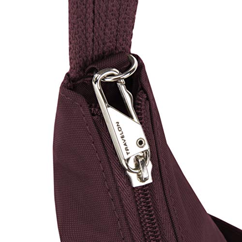 Travelon Anti-Theft Essentials East/West Hobo Bag, Dark Bordeaux, 10.25 W x 9.5H x 3 D