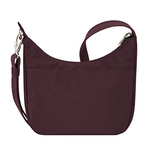 Travelon Anti-Theft Essentials East/West Hobo Bag, Dark Bordeaux, 10.25 W x 9.5H x 3 D