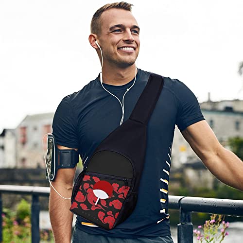 Small Sling Crossbody Bag Anime Printing Multifunction Chest Shoulder Bag Waterproof Hiking Travel Bag with Adjustable Strap for Women Men (Black)