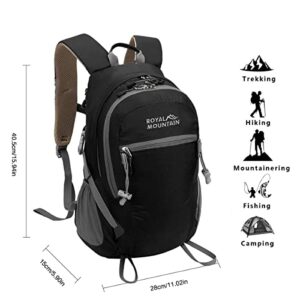 LOCALLION 20L Hiking Backpack Water Resistant Sports Backpack High-Capacity Travel Pack Big Wateproof Bag for Outdoor Camping (Black)