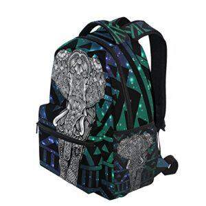 ZZKKO Animal Elephant Galaxy Geometric Boys Girls School Computer Backpacks Book Bag Travel Hiking Camping Daypack