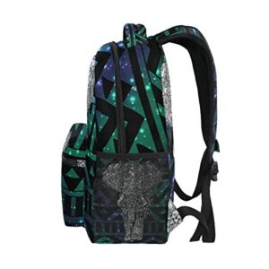 ZZKKO Animal Elephant Galaxy Geometric Boys Girls School Computer Backpacks Book Bag Travel Hiking Camping Daypack