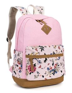 leaper floral school backpack college bookbag shoulder bag satchel daypack pink