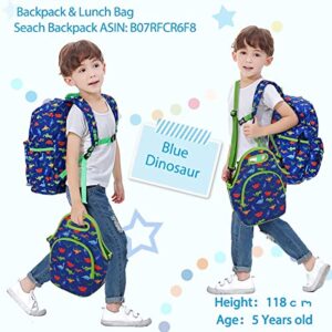 VONXURY Cute Lightweight Dinosaur Kids Backpack and Neoprene Lunch Bag Bundle