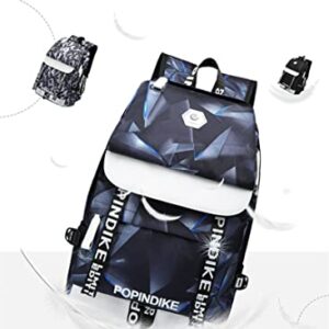 Blue Backpack Bookbag for High School, Travel Backpack with USB Port.