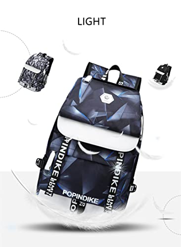 Blue Backpack Bookbag for High School, Travel Backpack with USB Port.