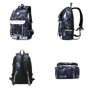 Blue Backpack Bookbag for High School, Travel Backpack with USB Port.