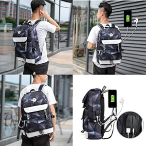 Blue Backpack Bookbag for High School, Travel Backpack with USB Port.