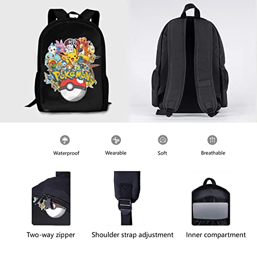 JIWEI Laptop Backpack Anime 17 Inch Large Capacity Bookbag Lightweight Backpacks for Boys Girls Hiking Travel