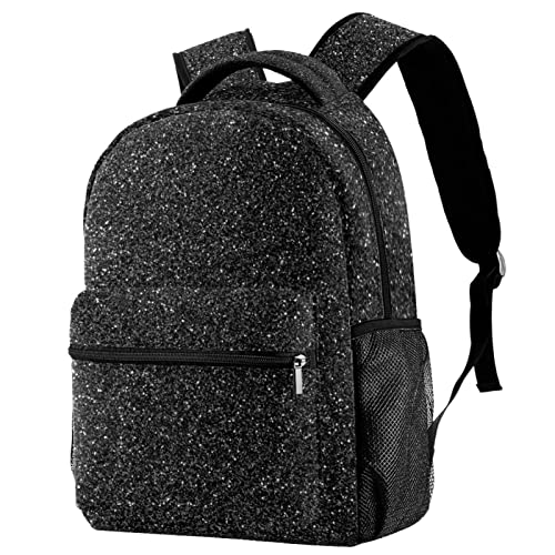 Teens Student Backpacks Boys Girls School Bookbags Laptop Backpack Dark Black Glitter Schoolbag Purse Casual Daypack Bag with Multiple Pockets